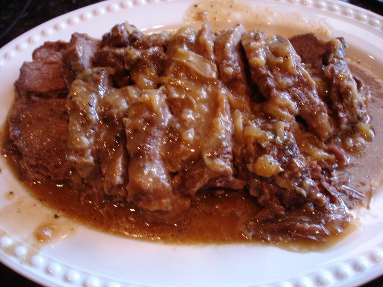 Smothered Beef Roast with Onion Gravy | Syrup and Biscuits