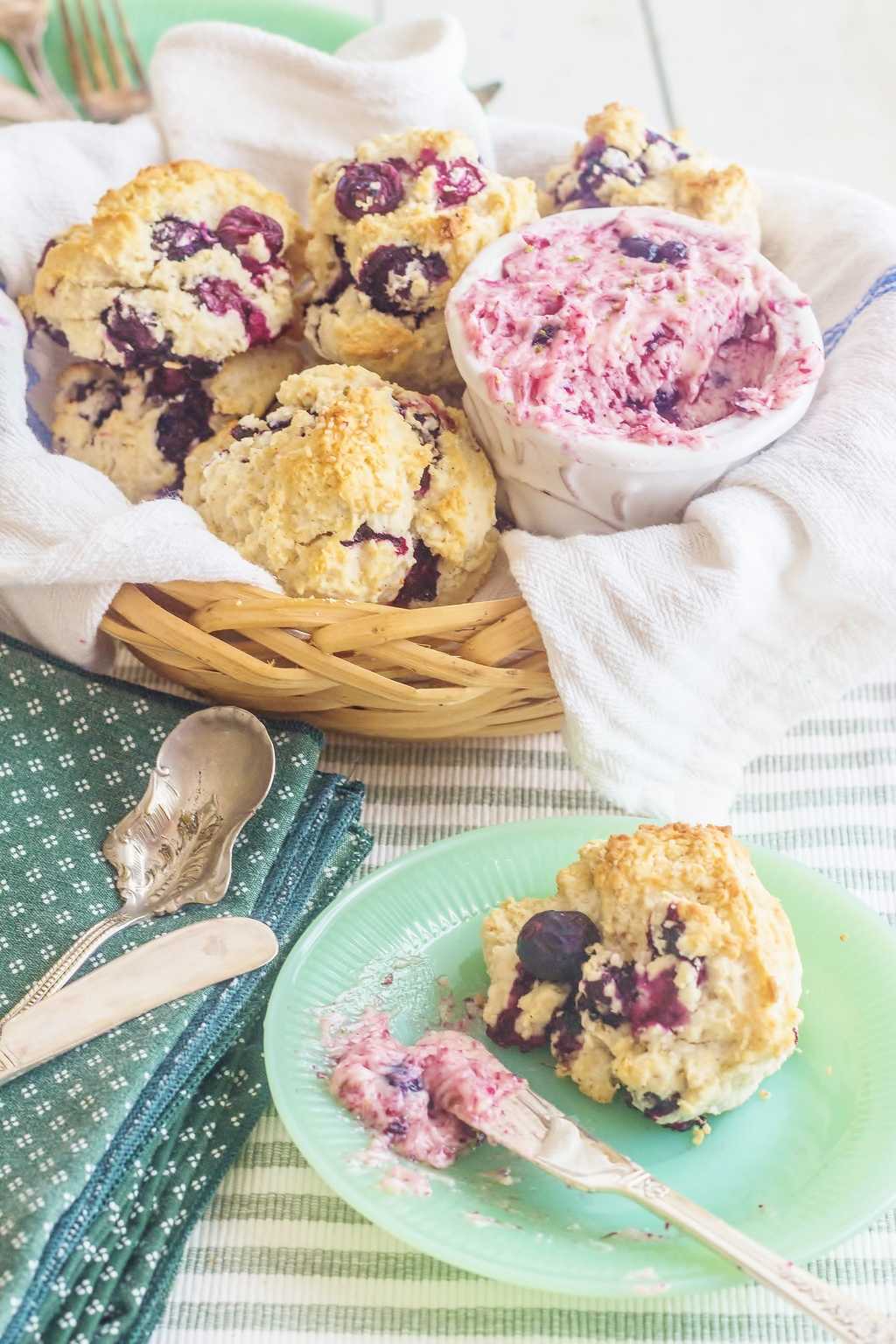 Blueberry Cream Biscuits with Blueberry Lime Butter | Syrup and Biscuits