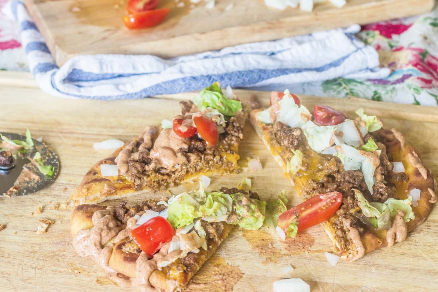 Grilled Flatbread Taco Pizza With Creamy Taco Sauce Syrup And Biscuits