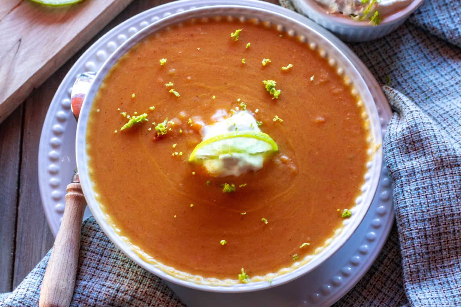 Key Lime Sweet Potato Bisque with Key Lime Cream | Syrup and Biscuits